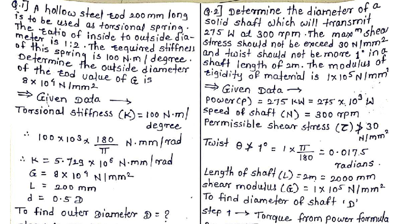 Solid Mechanics: Torsion and Buckling of Columns (ENG 112) - Studocu