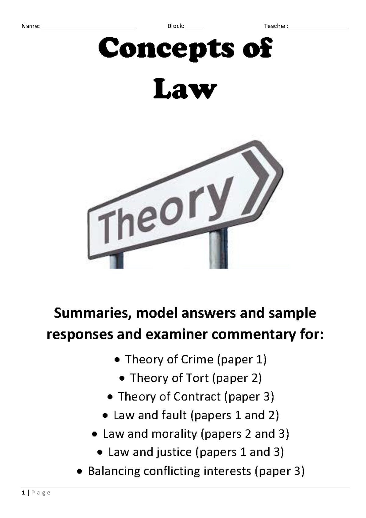 Concepts of Law: Model Answers & Student Responses (2023) - Studocu
