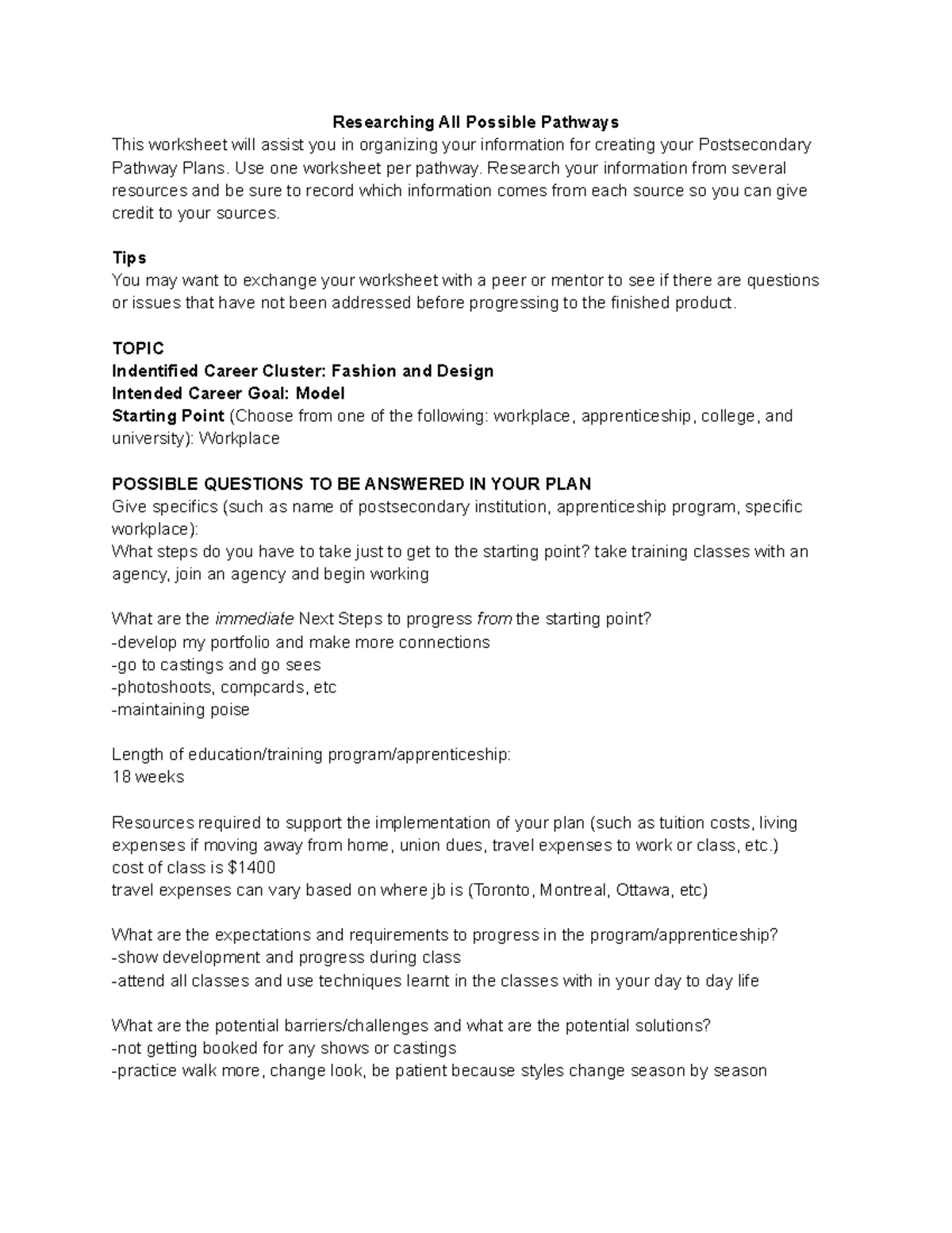 GLC2O-Unit 2 Activity 2- Assignment 2 - Researching All Possible ...