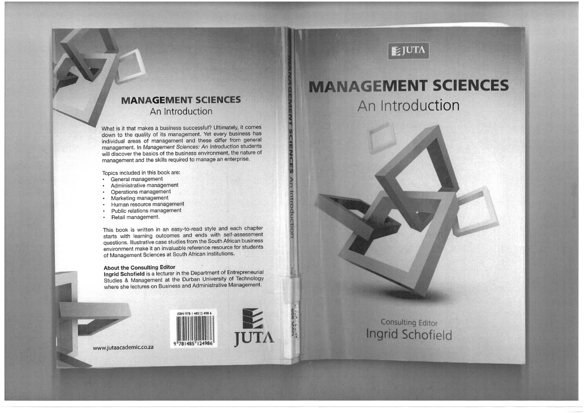 MANAGEMENT SCIENCES: An Introduction to Business Management Concepts ...