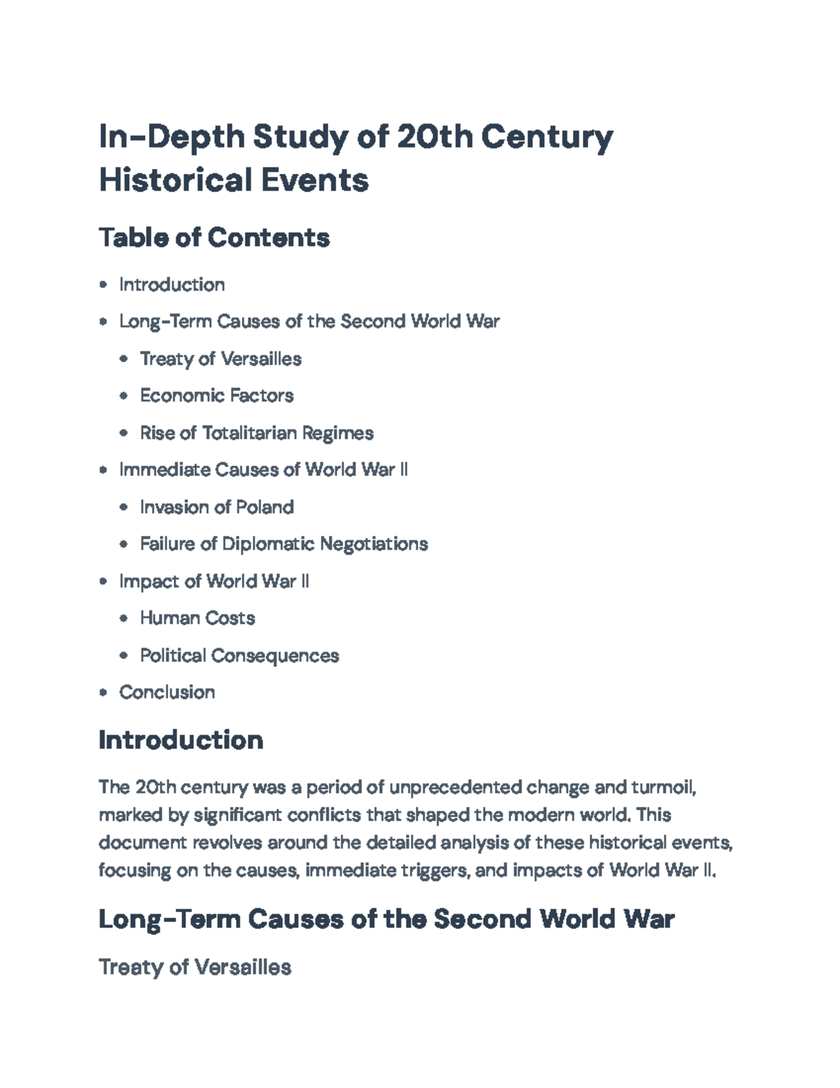 In-Depth Study of Causes and Impacts of WWII (HIST 201) - In-Depth Study of 20th Century ...