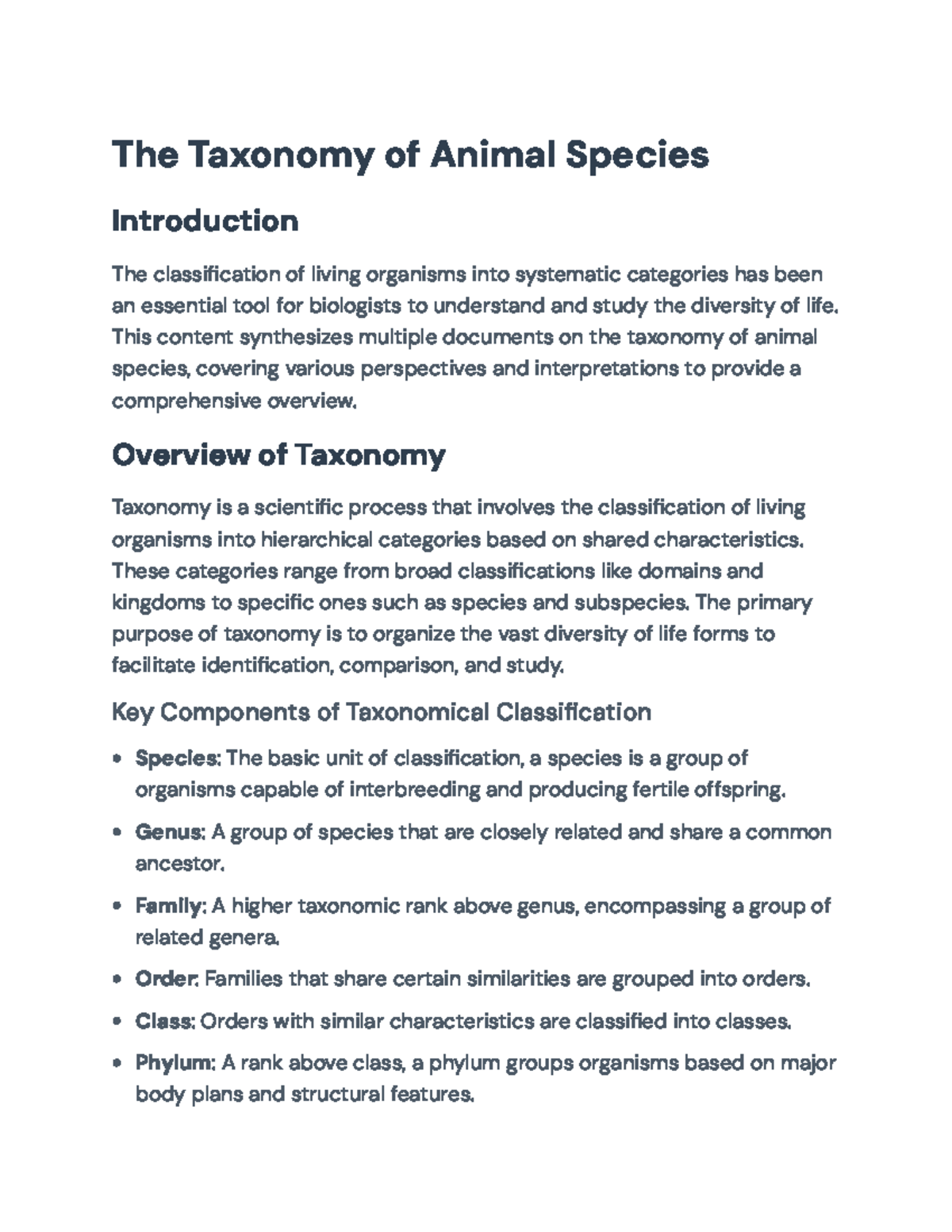 Taxonomy of Animal Species: Classification, Methods, and Challenges - The Taxonomy of Animal ...