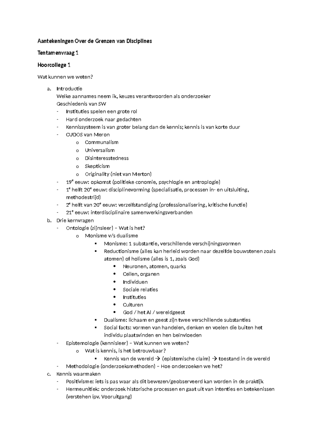Tentamenvraag 1 - Aantekeningen over Disciplines in SW - Studeersnel