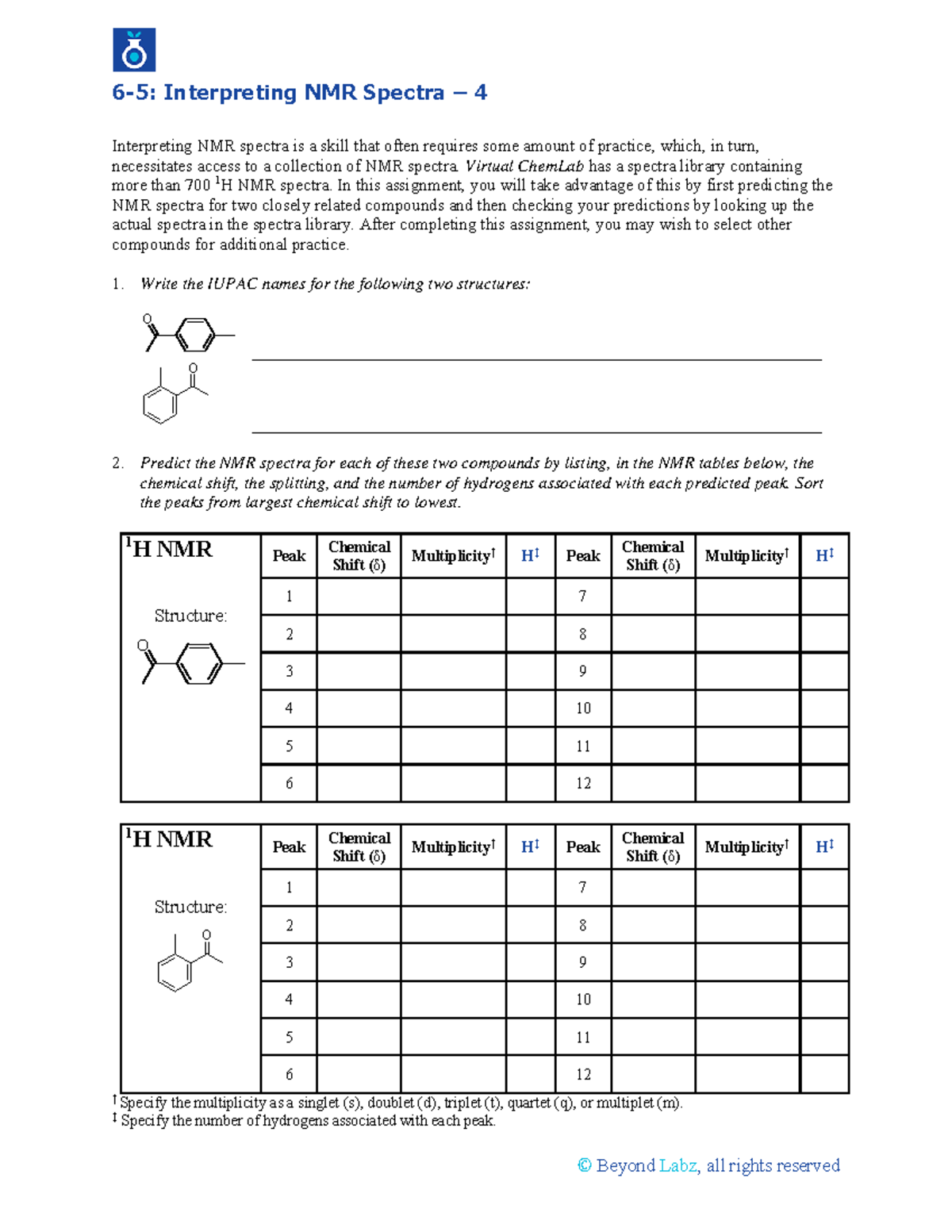 Interpreting NMR Spectra - Lab Module 1 for Chem Students - Studocu