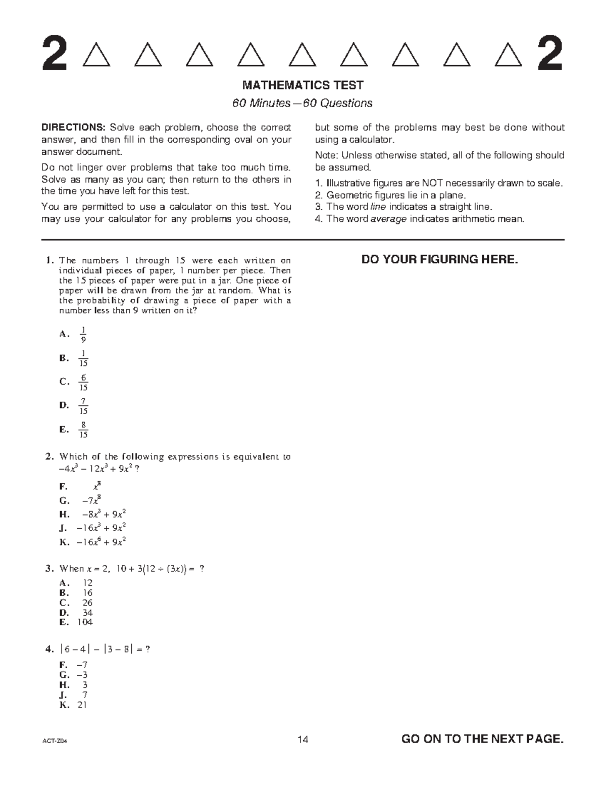 April 2021 ACT Math Test Prep - Practice Questions & Solutions - Studocu