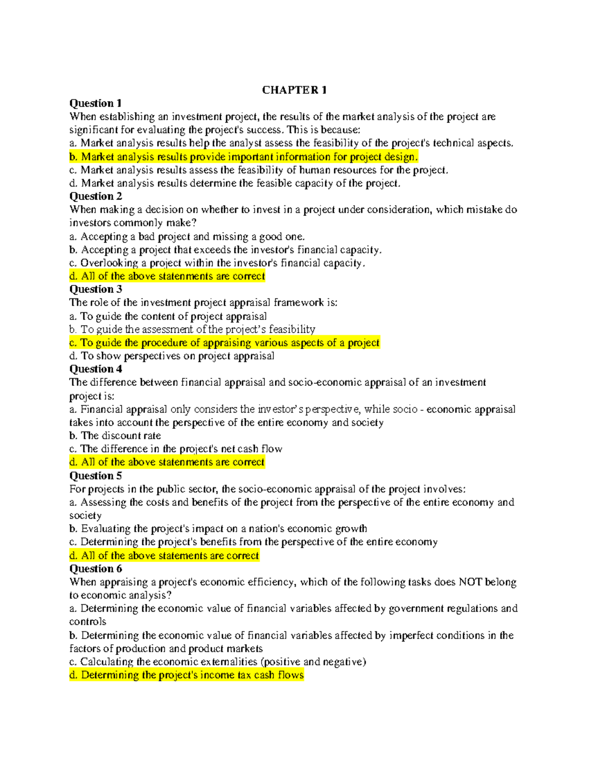 Investment Project Appraisal: Chapters 1 & 2 Student Guide - Studocu