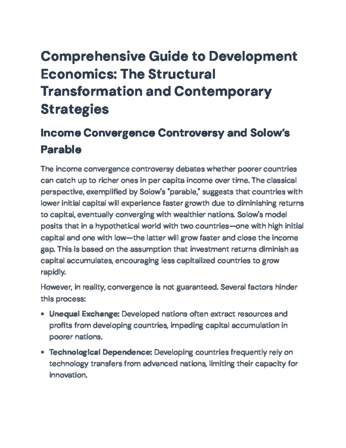 Comprehensive Guide to Development Economics: Income Convergence ...