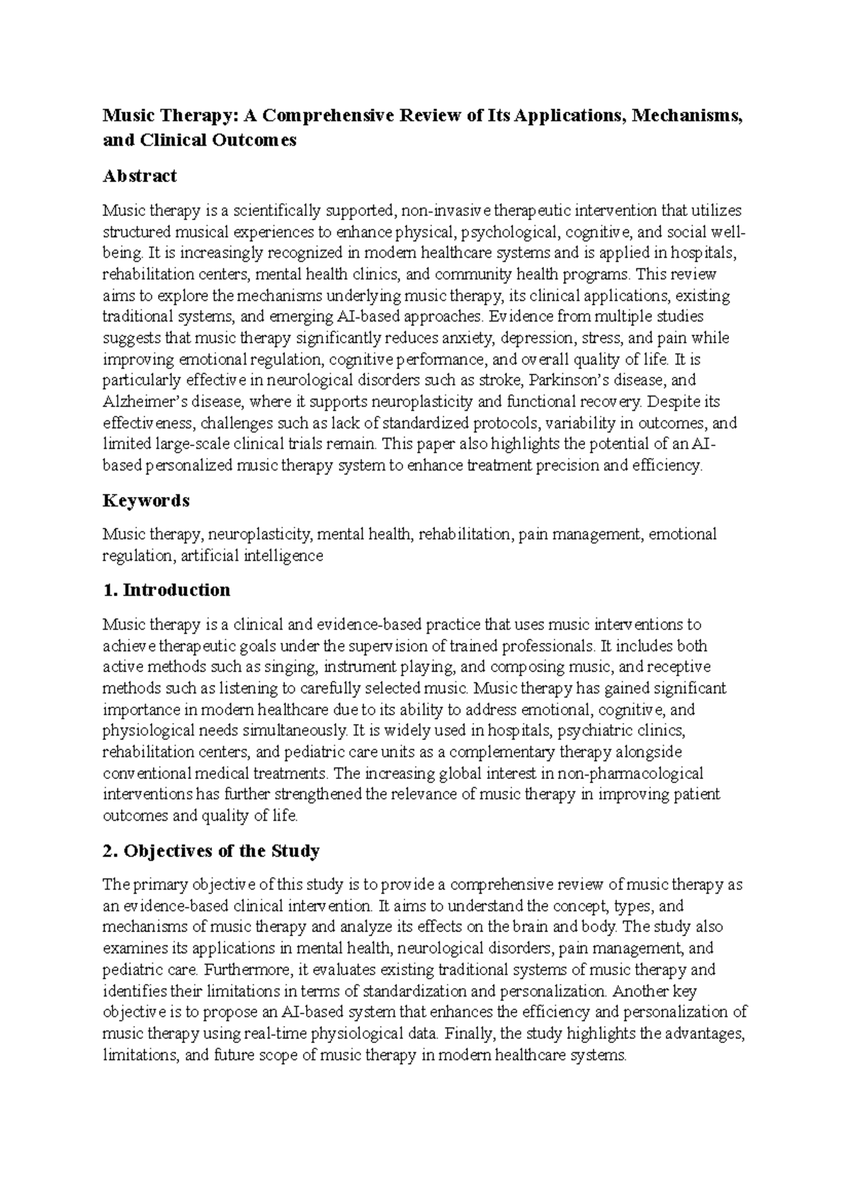 Music Therapy (MT 101): Comprehensive Review of Applications & Outcomes ...