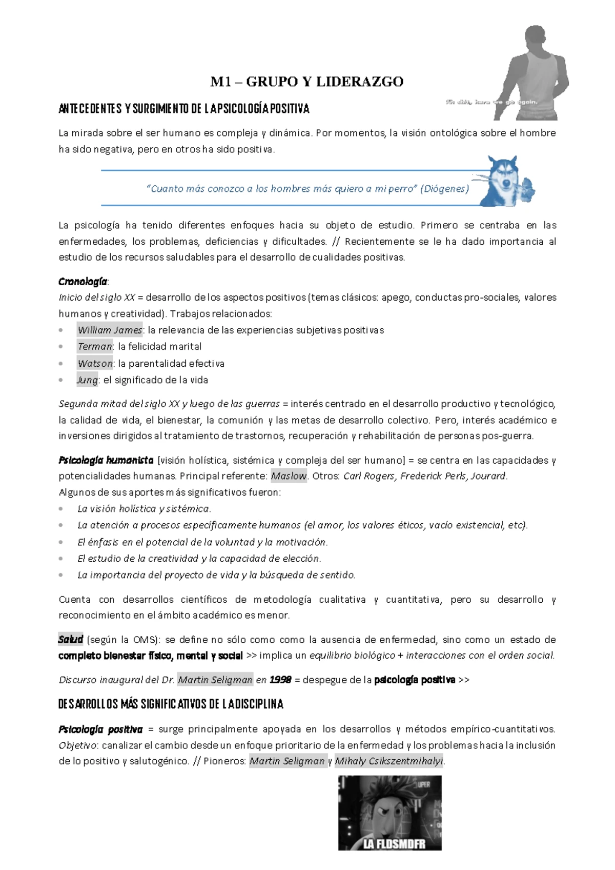 M1 GRUPO Y LIDERAZGO L1 Resumen del 1er Parcial sobre Psicología Positiva - Studocu