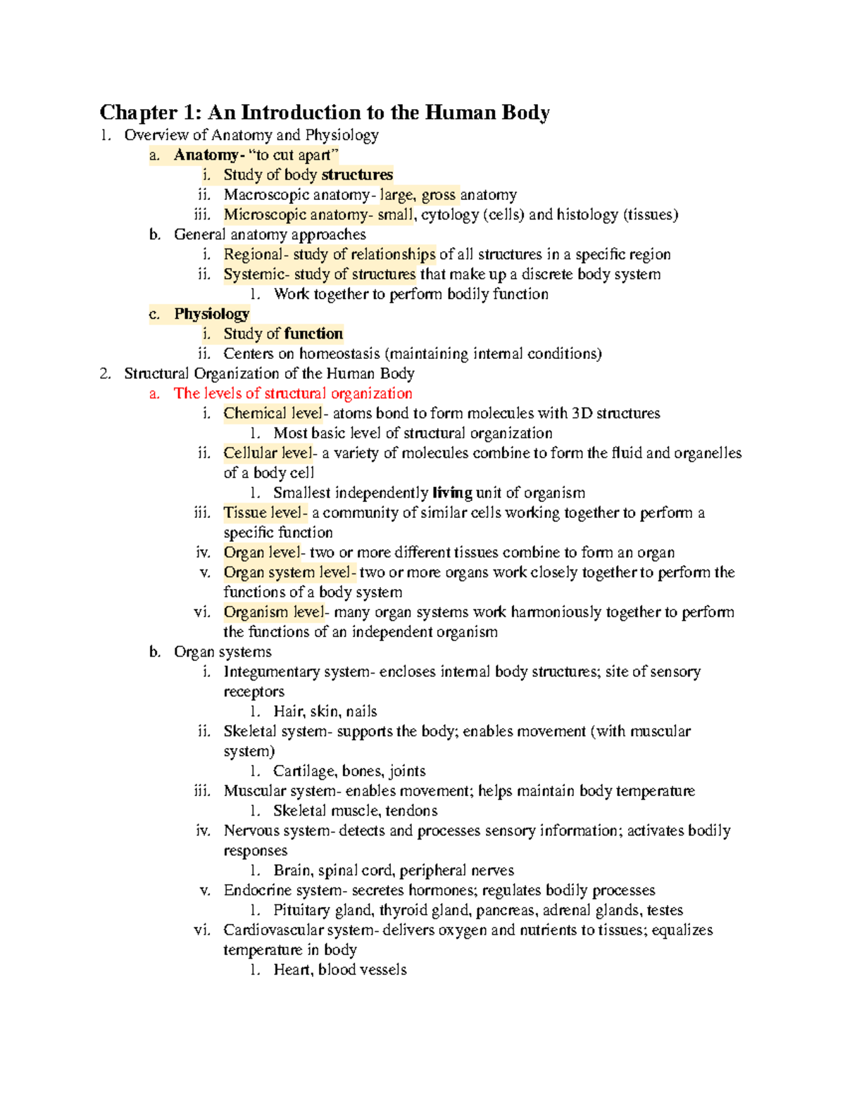Human Anatomy and Physiology: Foundations and Levels of Organization ...