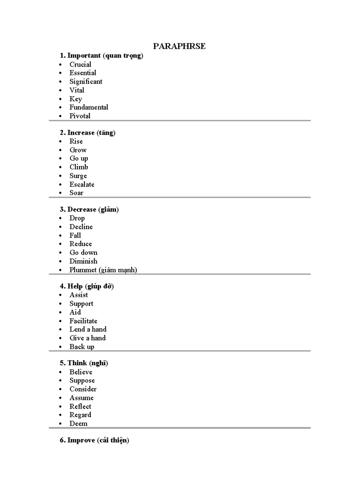 Paraphrase Techniques and Key Vocabulary for Effective Writing - Studocu