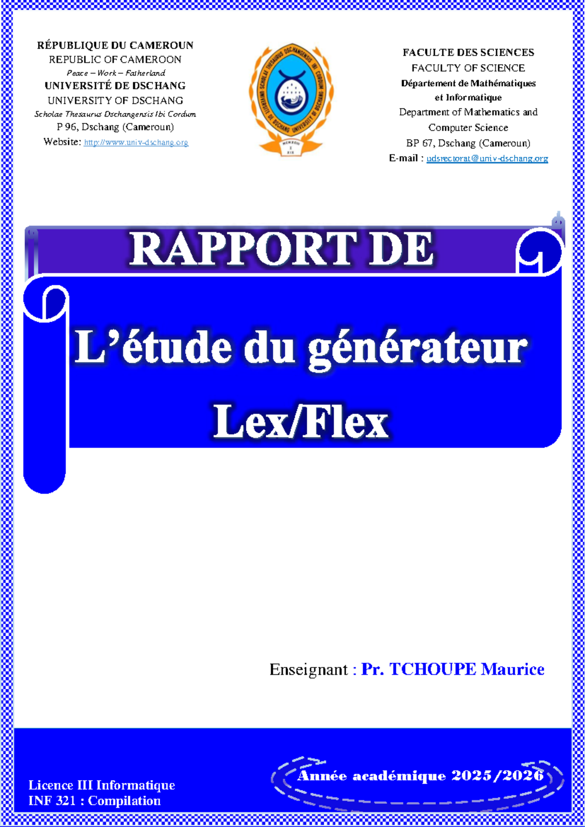 INF 321: Pratique de l'Analyse Lexicale avec Lex et Flex - Studocu