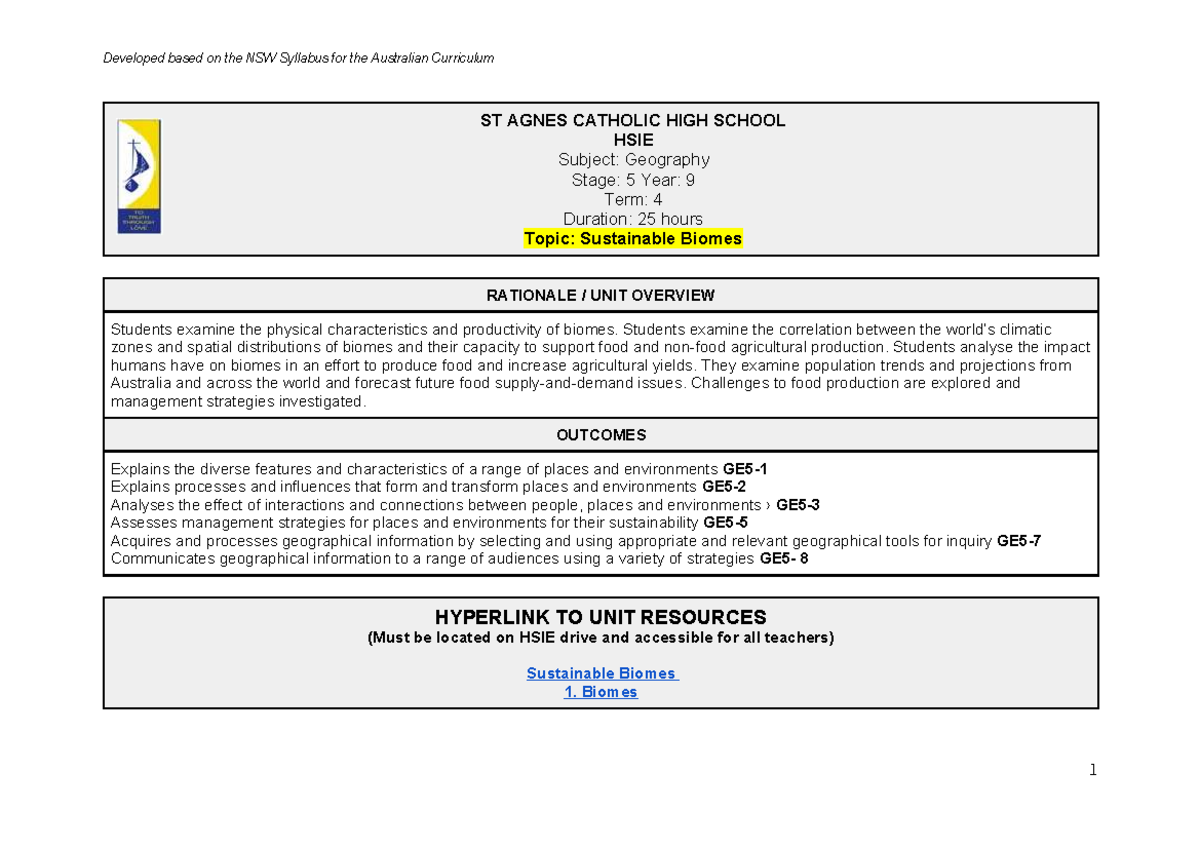 GEO 2. Sustainable Biomes and Food Security Analysis - Studocu