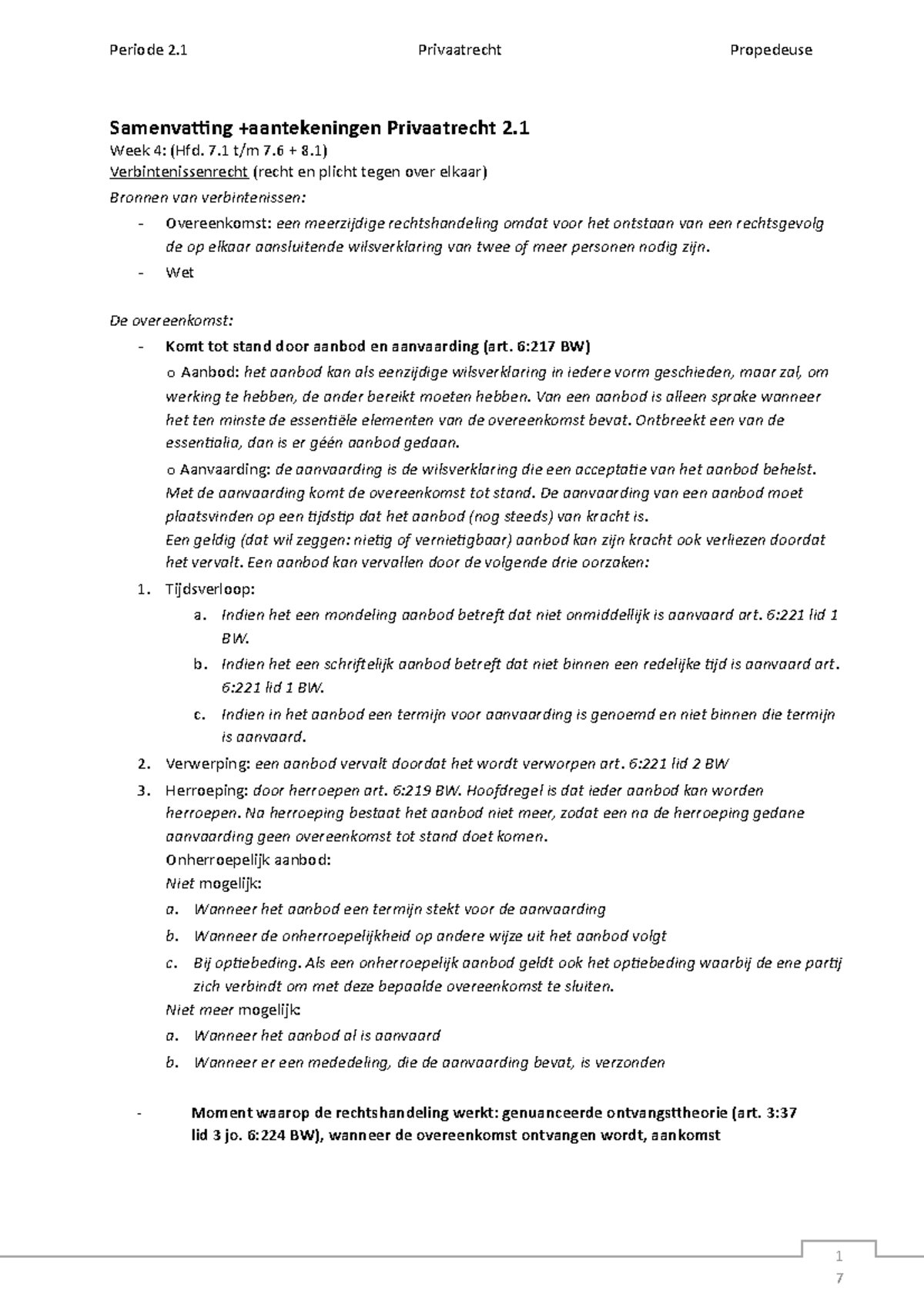 Samenvatting Privaatrecht periode 2.1-Fontys - Periode 2 Privaatrecht ...