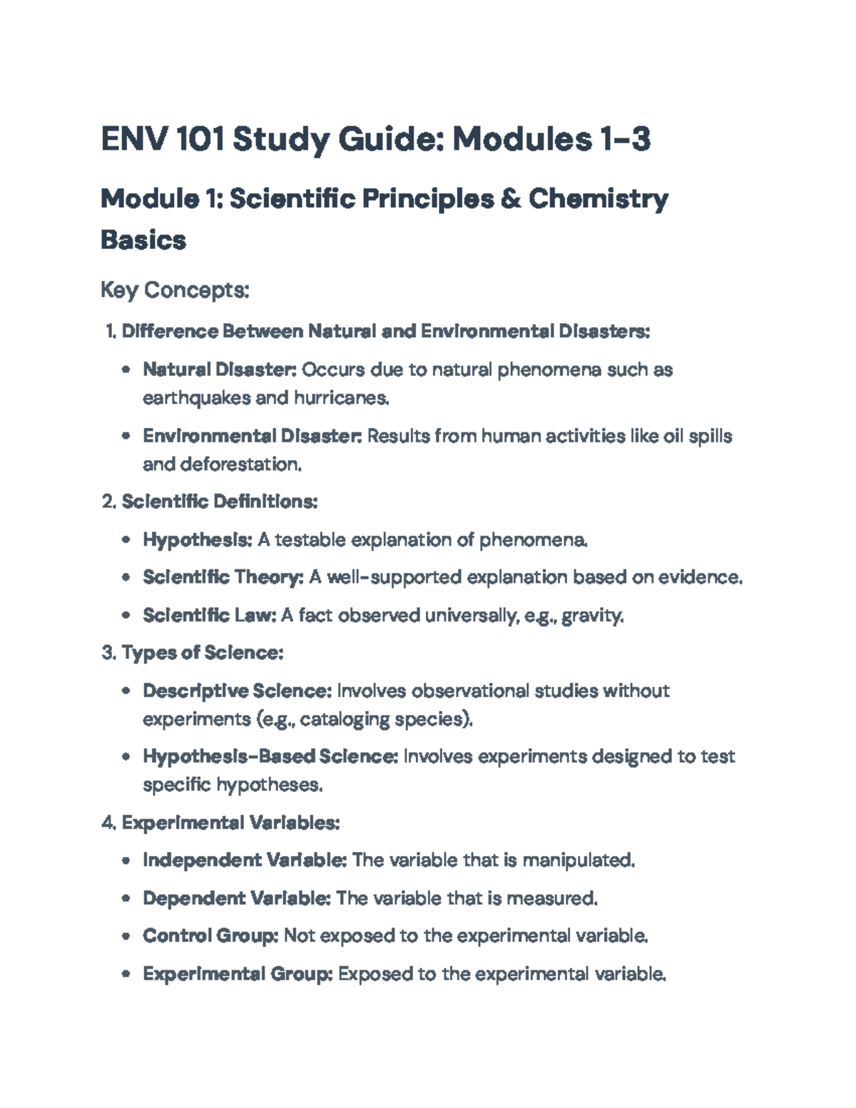 ENV 101 Study Guide: Key Concepts from Modules 1-3 for Exam Prep - ENV ...