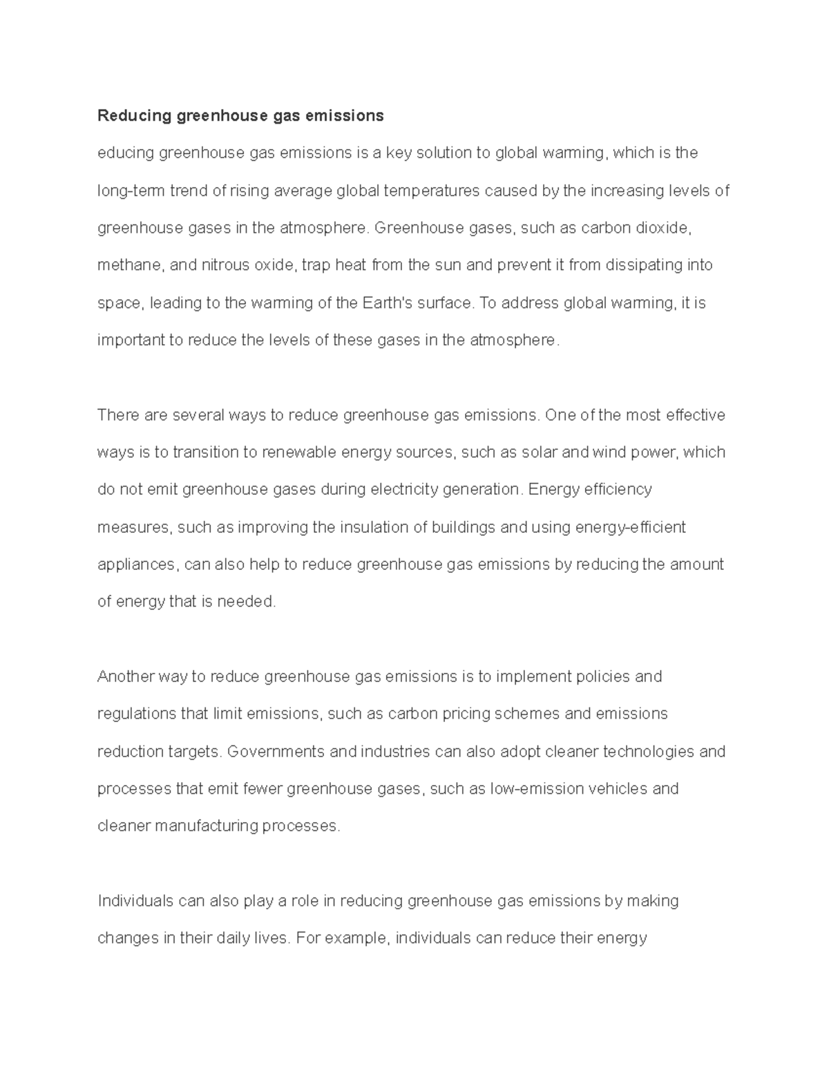 Global warming course outline solutions to global warming - Reducing ...