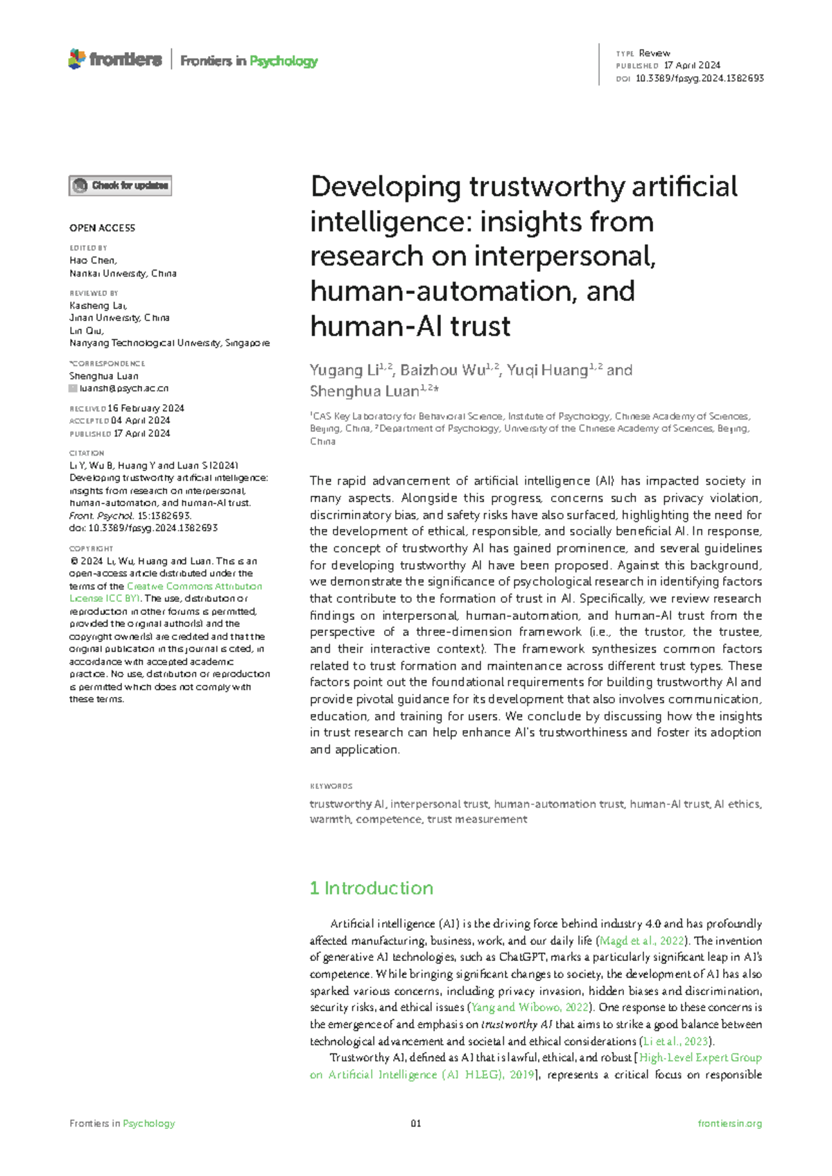 Developing Trustworthy AI: Insights from Interpersonal Trust Research ...