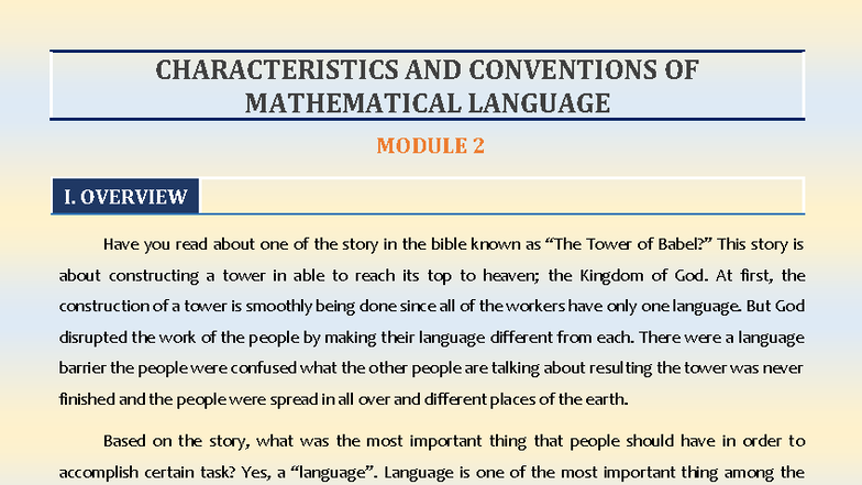 Mathematical Language Characteristics: Module 2 GE4 Insights - Studocu