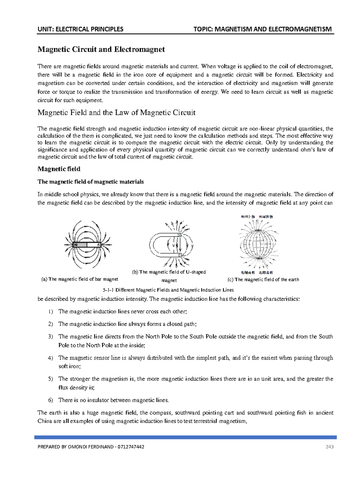 ELECTRICAL PRINCIPLES: MAGNETISM & ELECTROMAGNETISM UNIT NOTES - Studocu