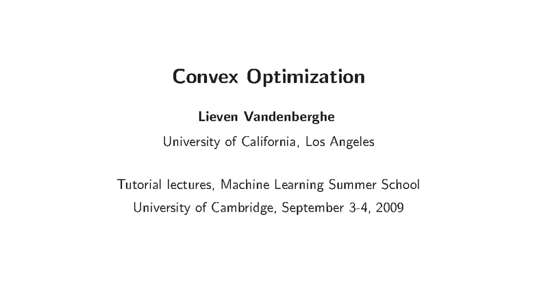 Convex Optimization Tutorial Notes EE236B, EE236C, EE364A, EE364B - Studocu
