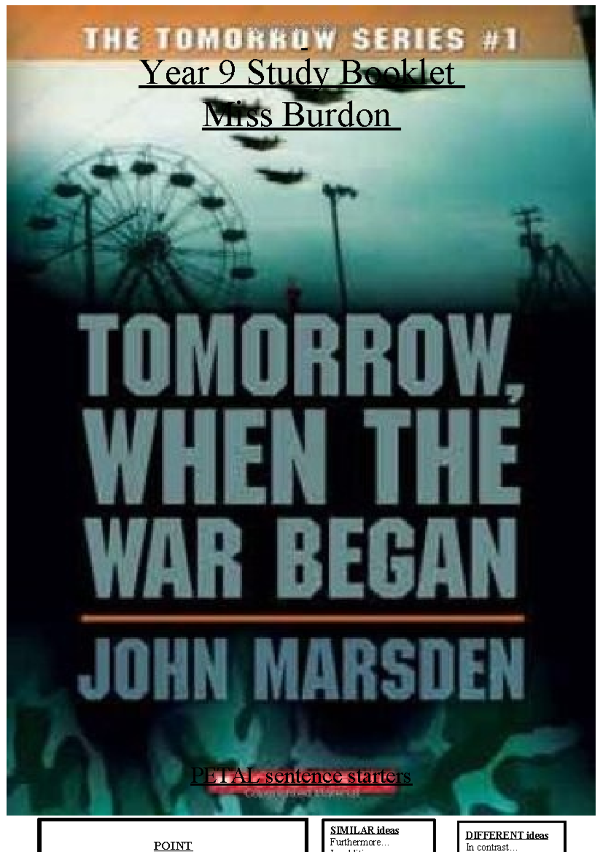 Year 9 Essay Notes: Themes & Techniques in "Tomorrow When the War Began ...