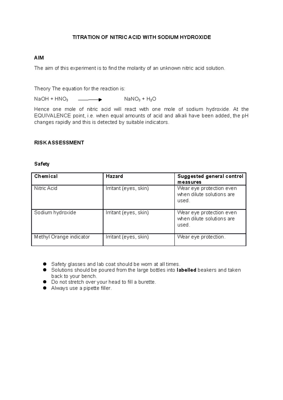 Titration of Nitric Acid with Sodium Hydroxide: Procedure & Safety ...