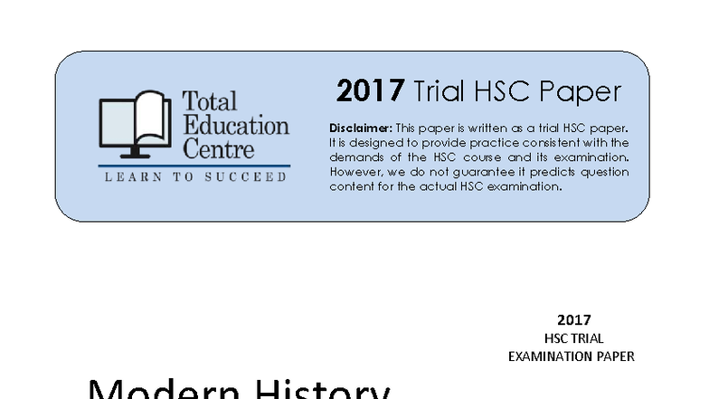 2017 HSC Trial Exam Paper - Modern History Insights and Guidelines ...