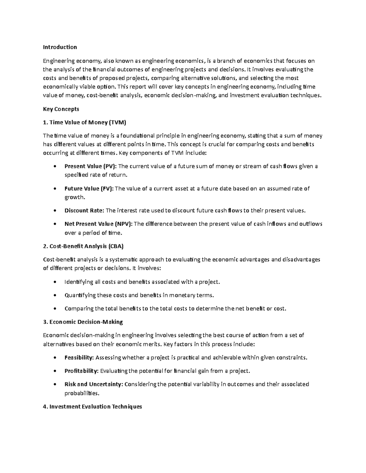 Engineering Economy: Key Concepts & Case Study Analysis (ENG 101) - Studocu