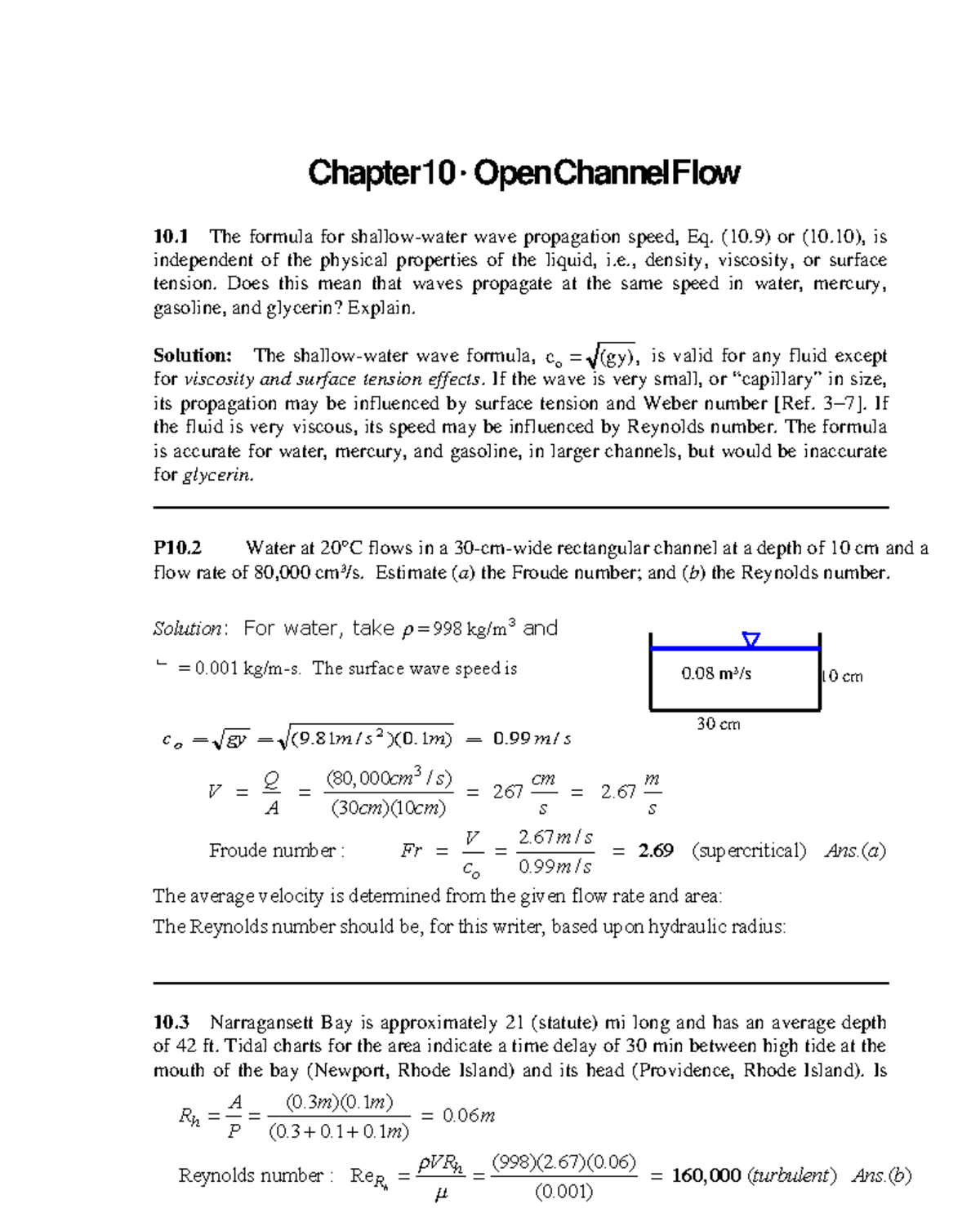 Chapter 10: Open Channel Flow - Analysis and Solutions - Studocu