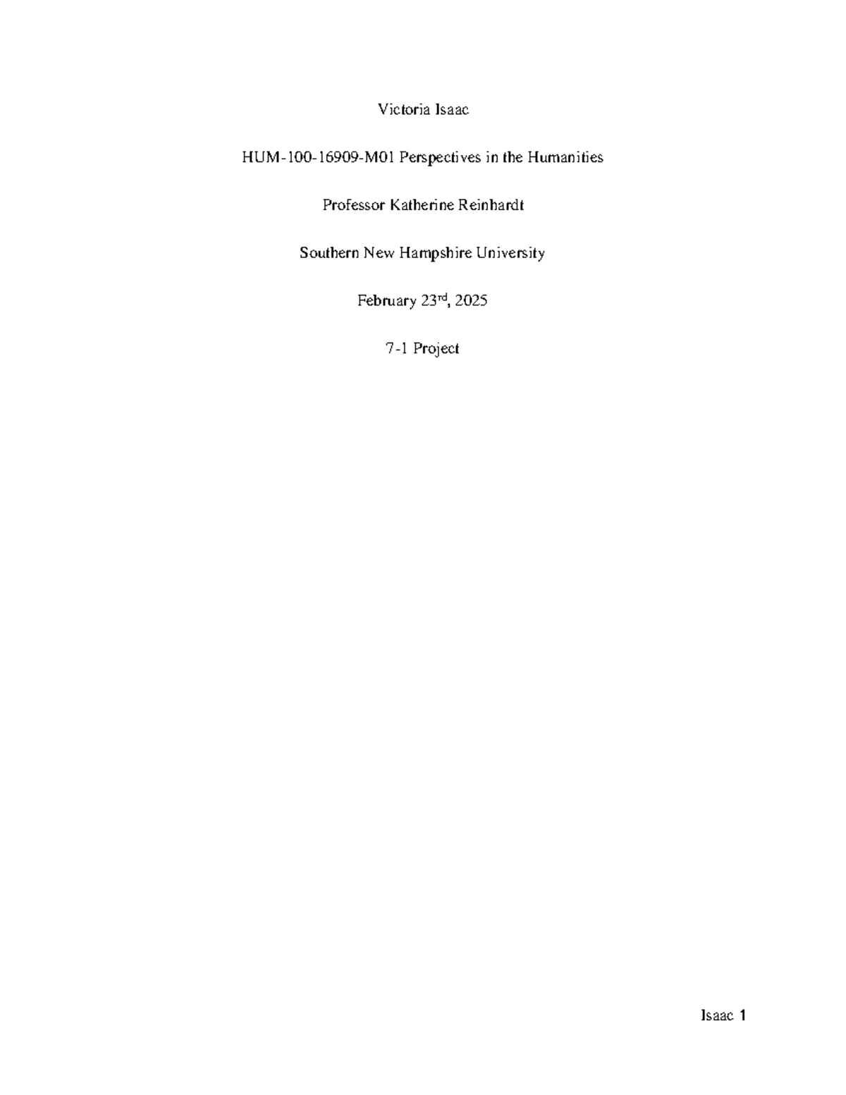 7-1 Project - Victoria Isaac HUM- 100 - 16909 - M01 Perspectives in the ...