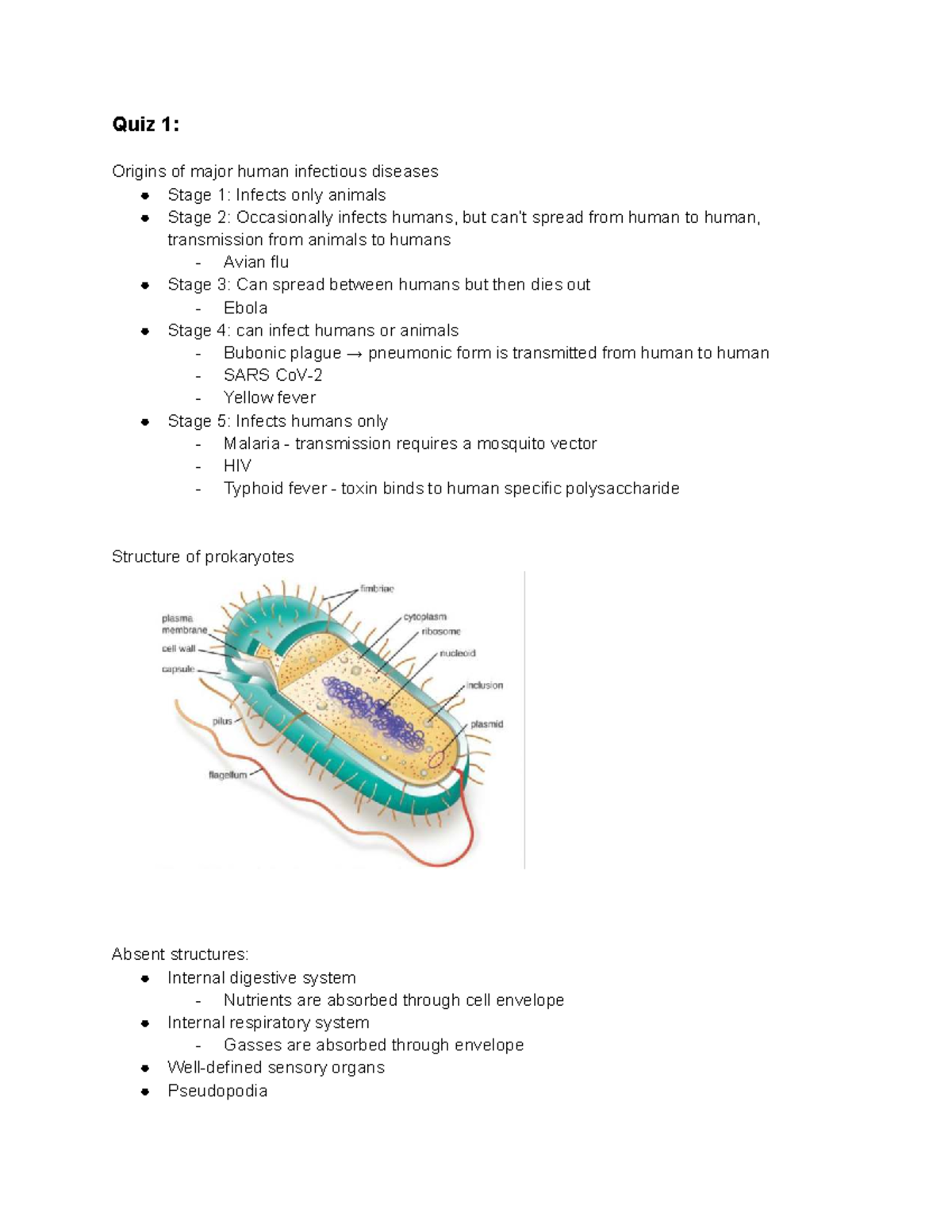 BIOMI 2500 Quiz 1: Summary of Infectious Diseases & Viruses - Studocu