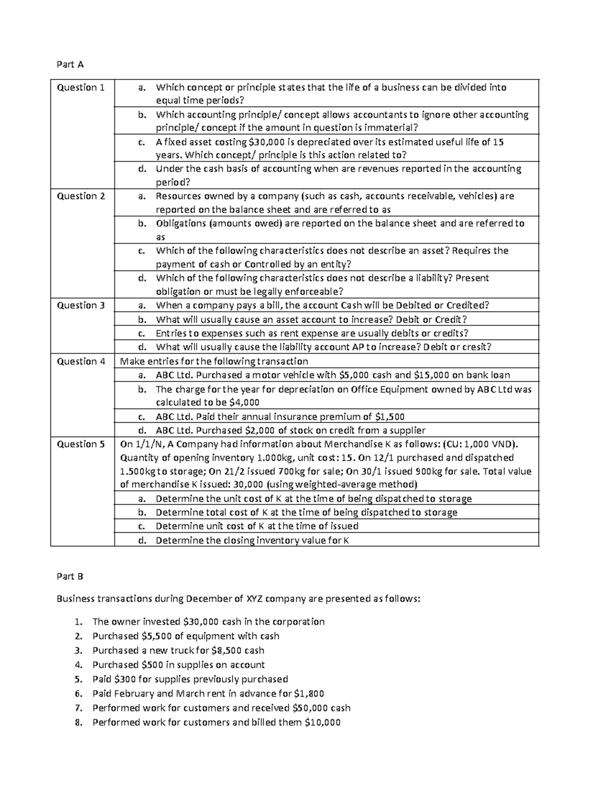 Test 2 - Final Exam: Accounting Principles & Business Transactions ...