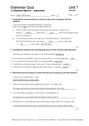 EC A2 Tests Unit 4 - English Class kl. 6 - 1 [Track 4] Posłuchaj ...