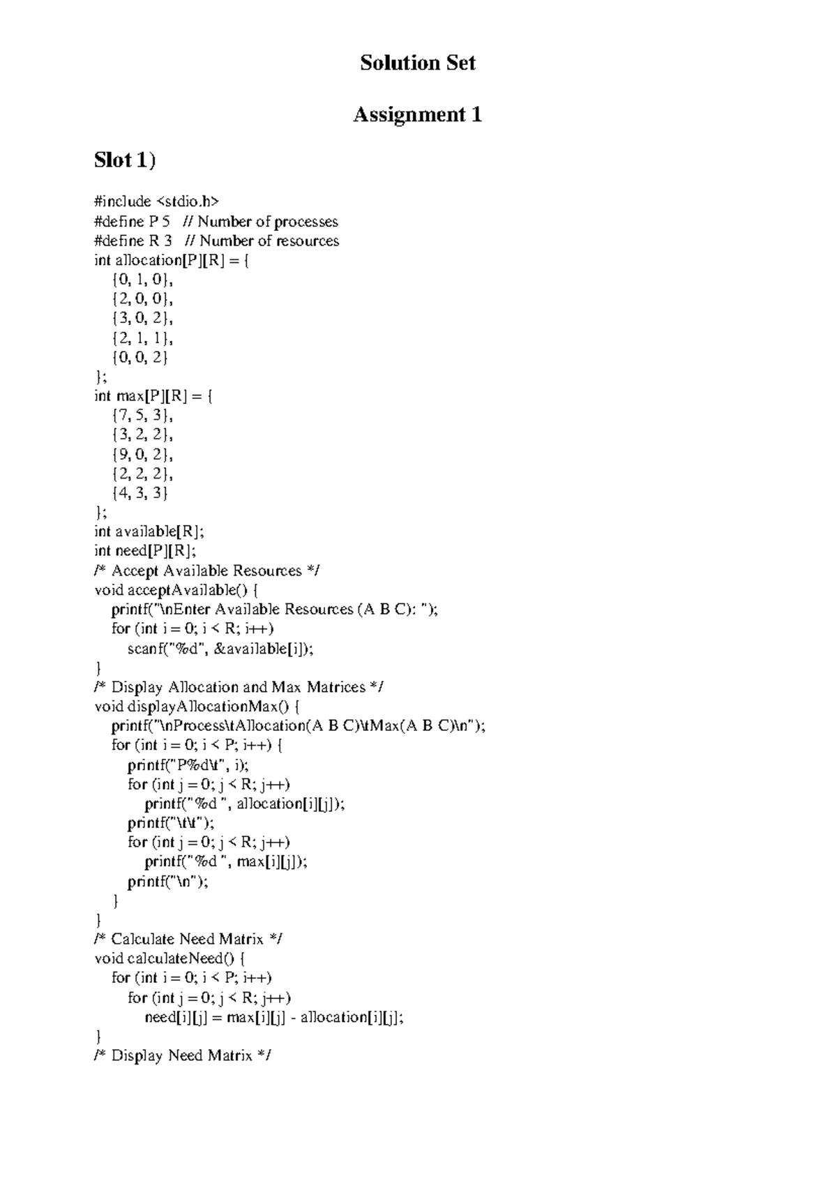 Practical Solution Set For Assignment 1 Cs101 Studocu