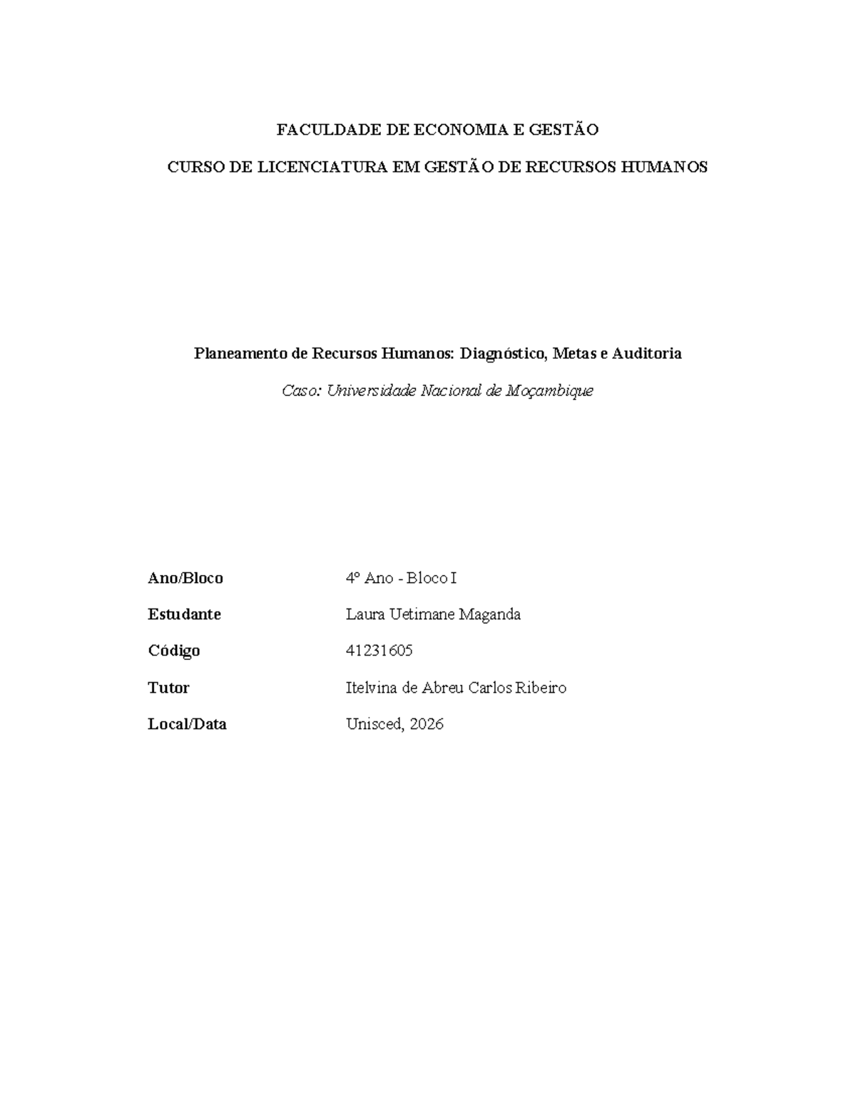 Trabalho de Auditoria em Recursos Humanos: Diagnóstico e Metas - ARH ...