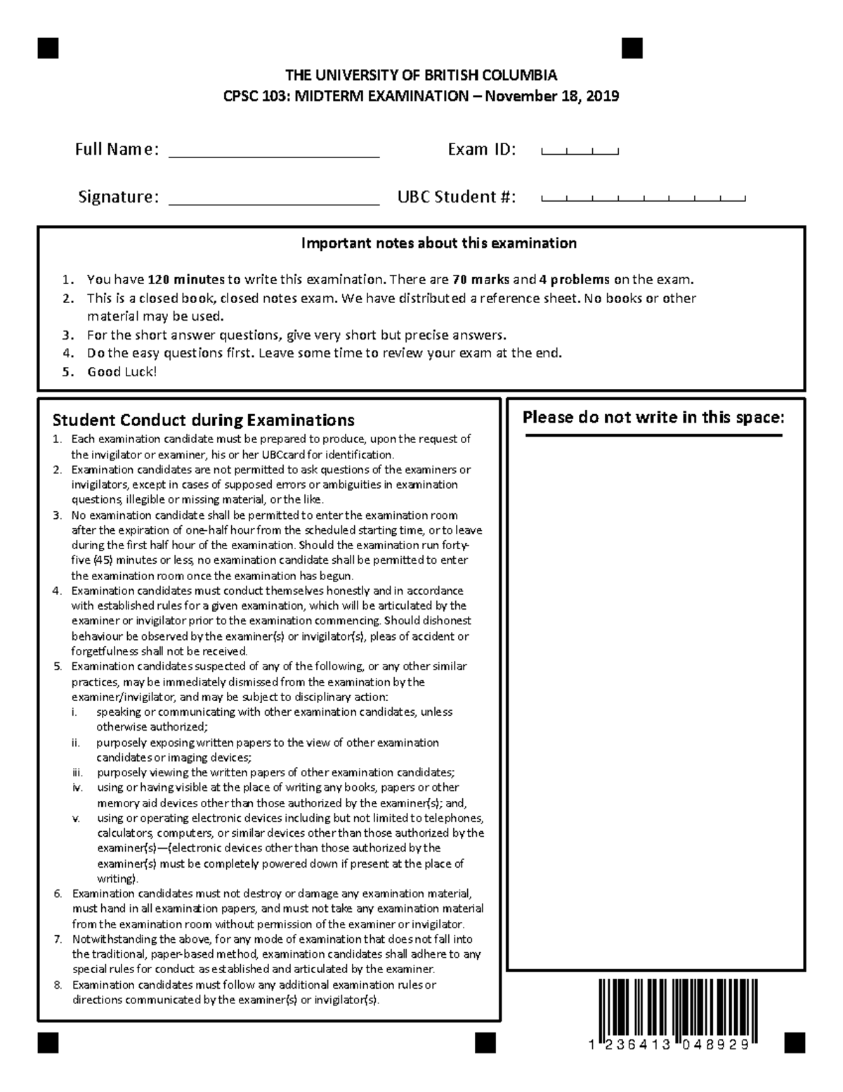 CPSC 103 Midterm 2 2019 W1 - Question 1: Question 2: Question 3: Question 4: Question 5 ...