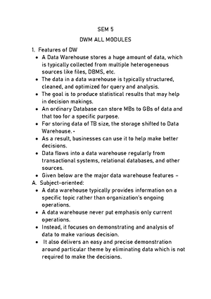 DWM-AI-Tech Neo - Data Warehousing and Mining Techneo Notes - MODULE 1 ...