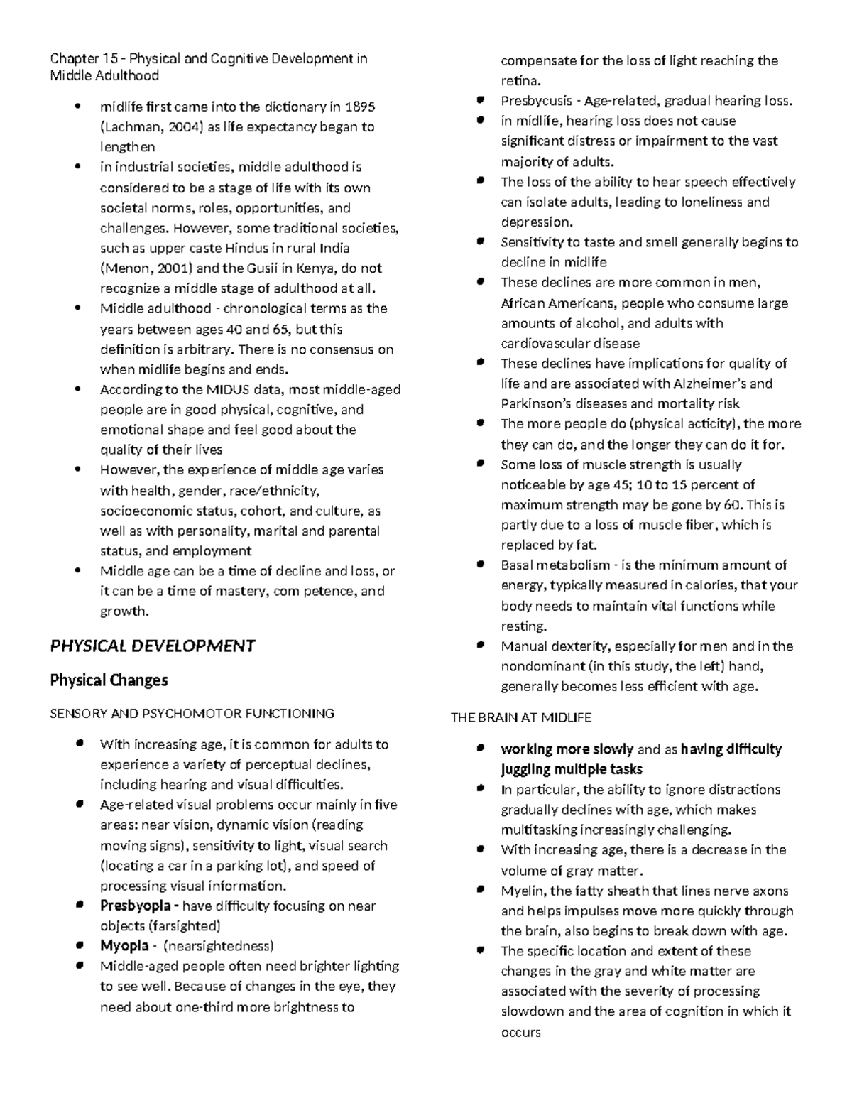 Chapter 15; devpsych - Chapter 15 - Physical and Cognitive Development ...