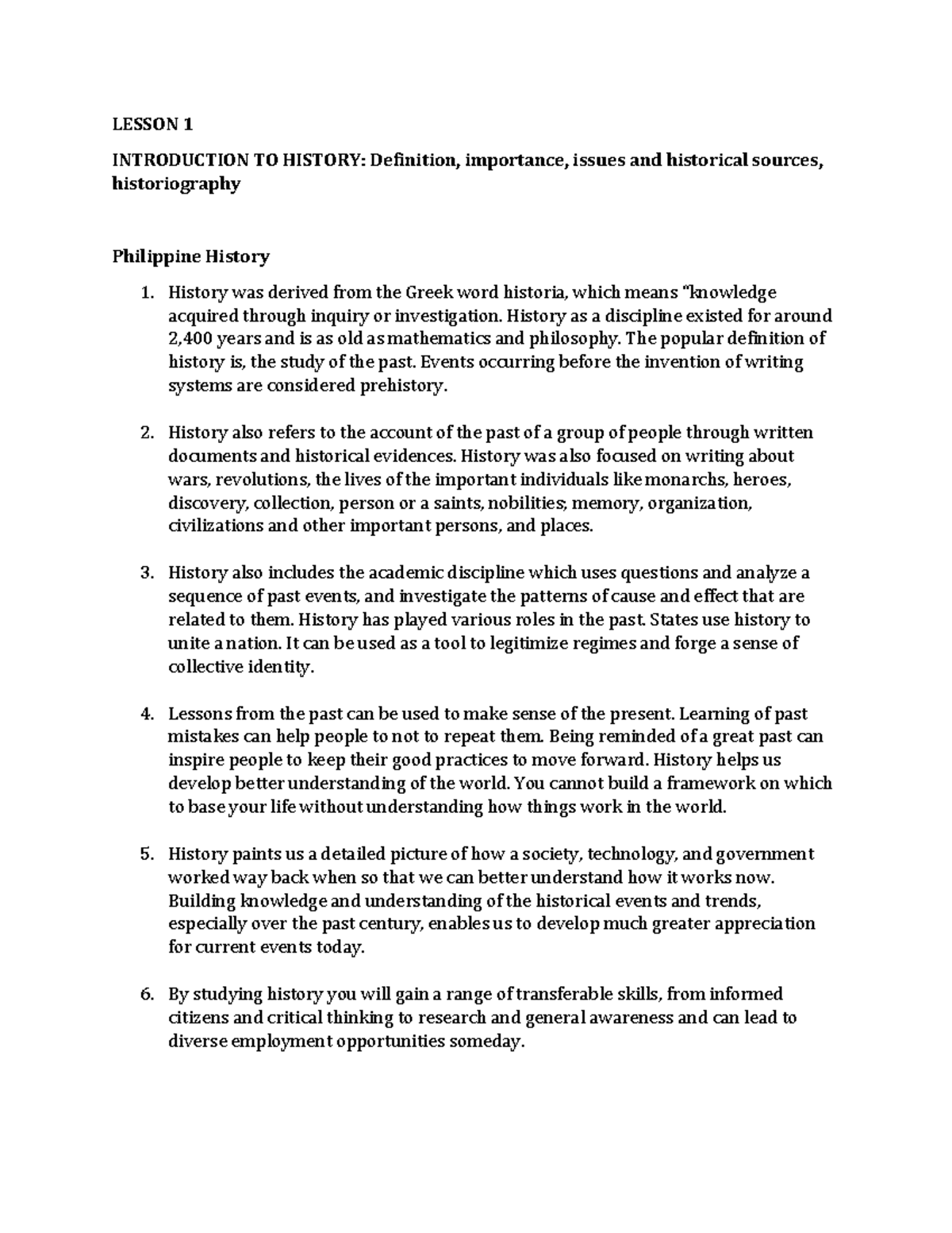 Philippine History Lessons 1-13 Overview and Analysis - Studocu
