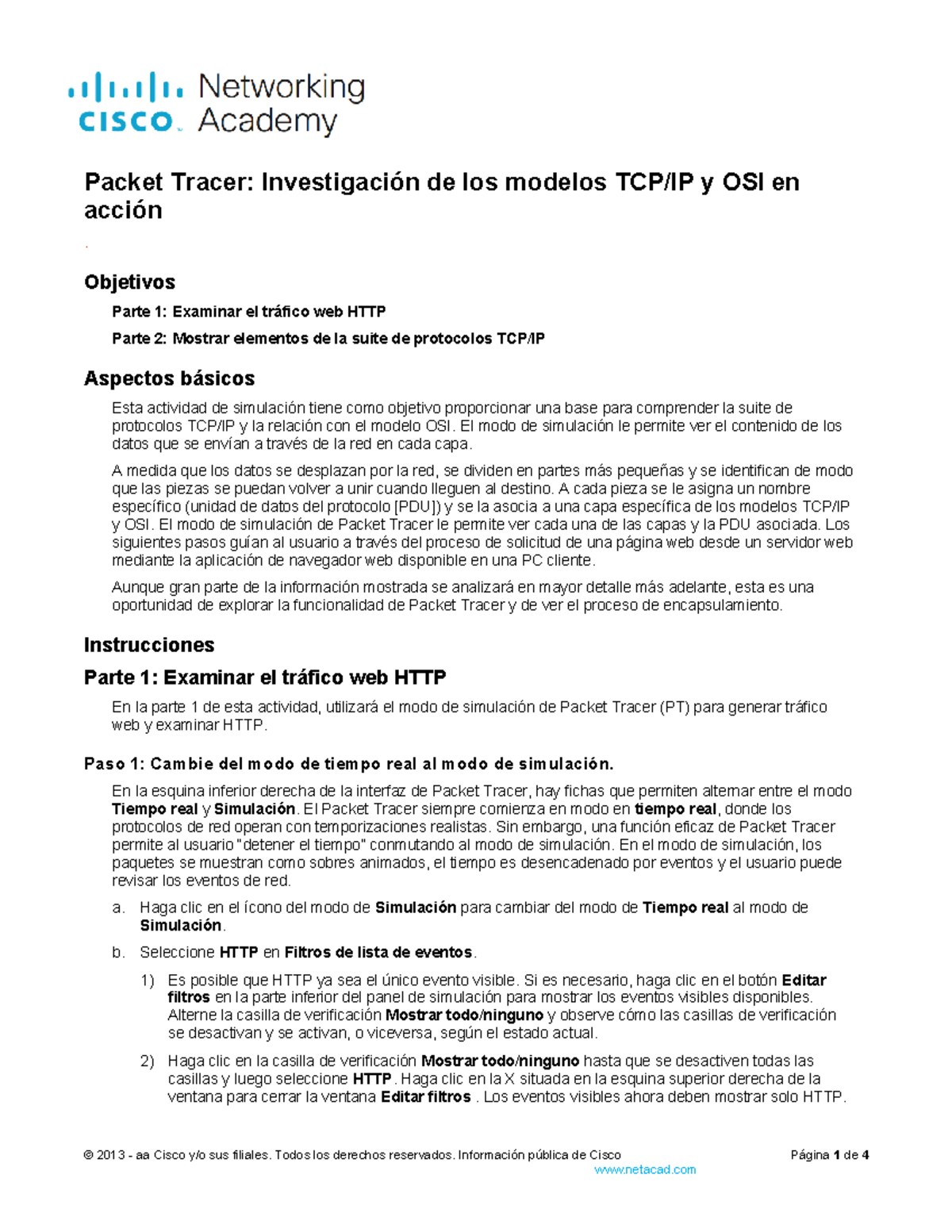 3.5.5 - Packet Tracer: Modelos y OSI en Acción - Simulación HTTP - Studocu