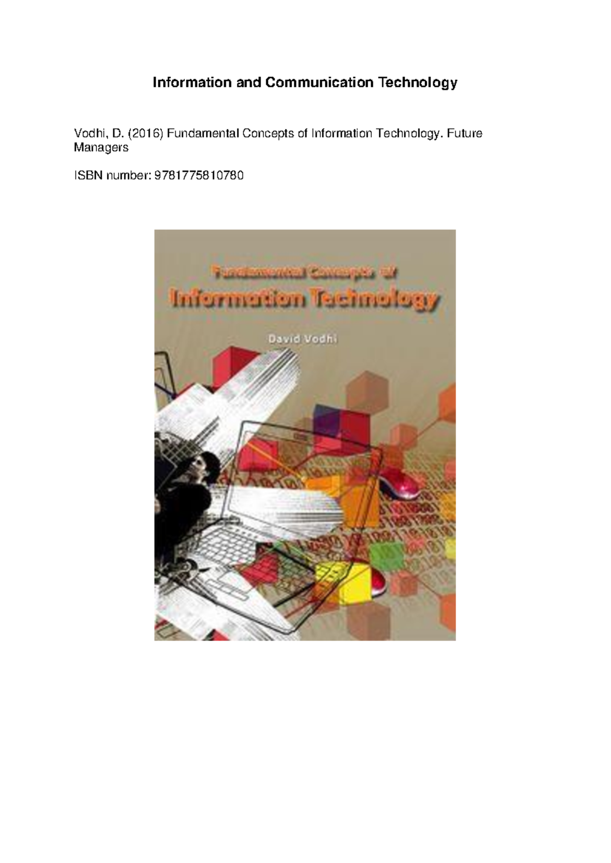 Information and Communication Technology book cover - ICT2146N ...
