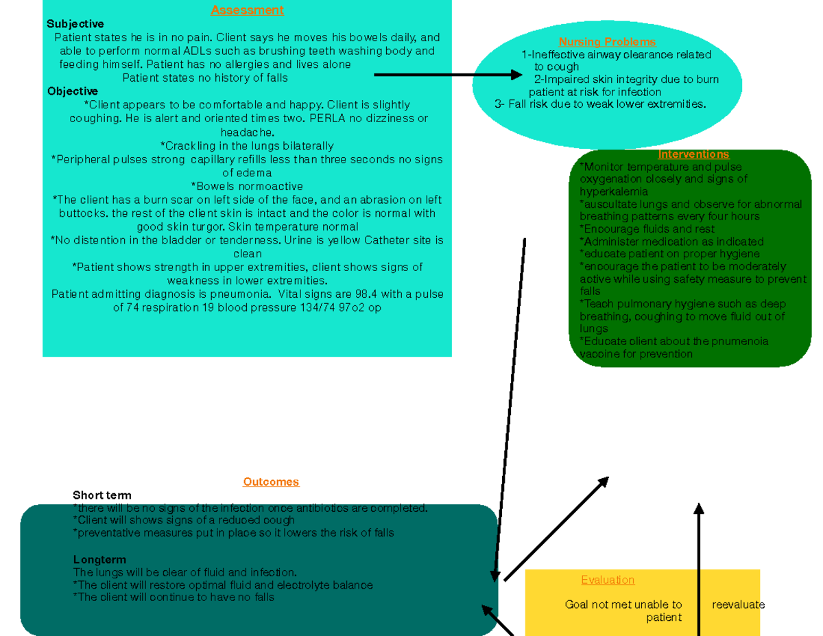 Nursing Assessment and Care Plan for Pneumonia: Concept Map - Studocu