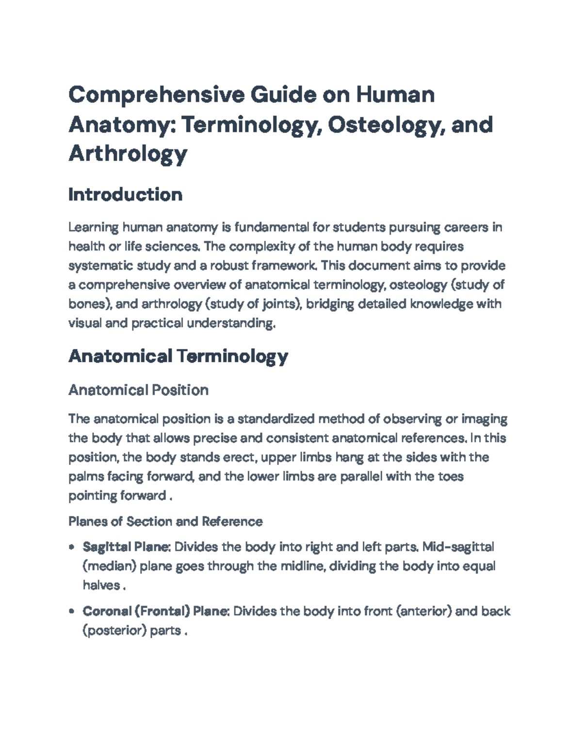 Comprehensive Guide to Human Anatomy: Terminology, Osteology ...