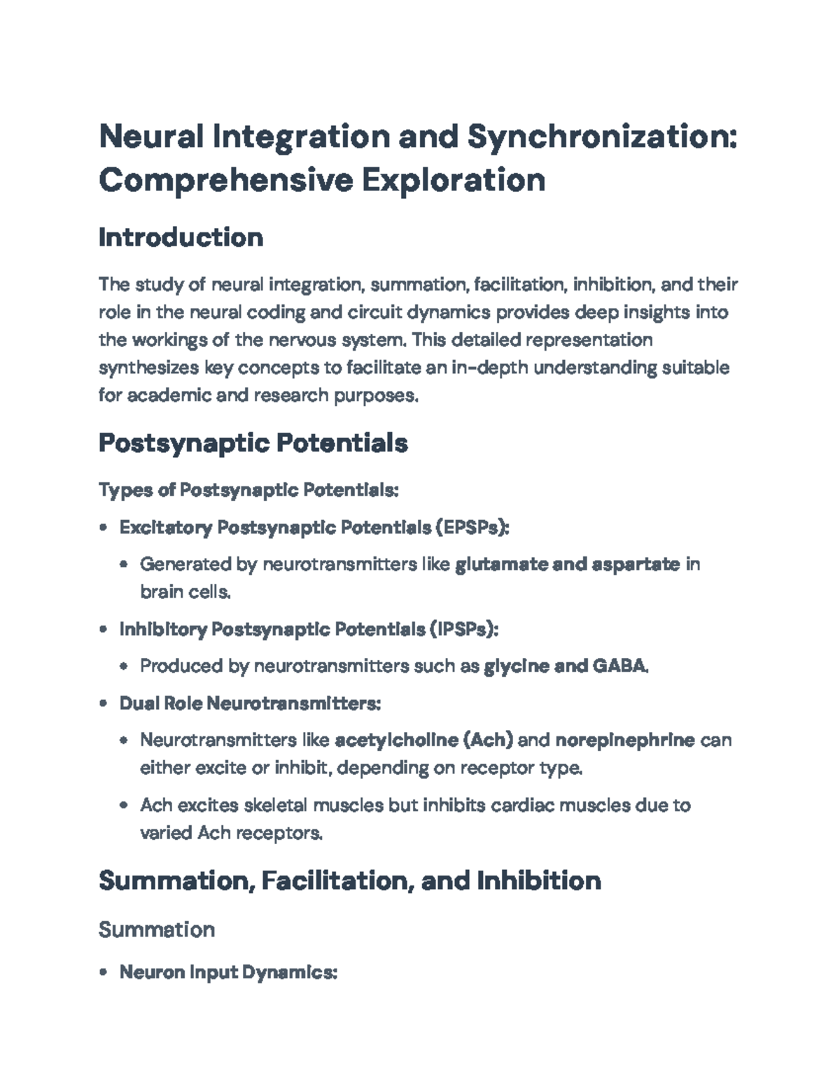 Neural Integration and Coding Mechanisms: Comprehensive Overview ...