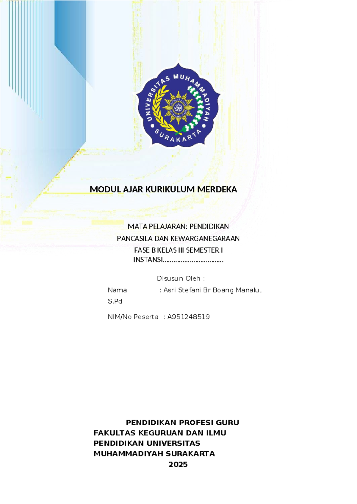 Modul Ajar Kurikulum Merdeka PPG UMS 2025: Pendidikan Pancasila Kelas 3 ...