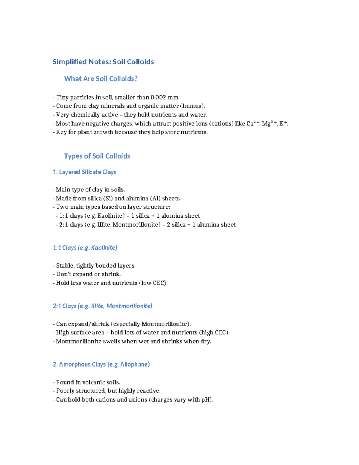 Soil Colloids Overview: Key Concepts and Types Explained - Studocu