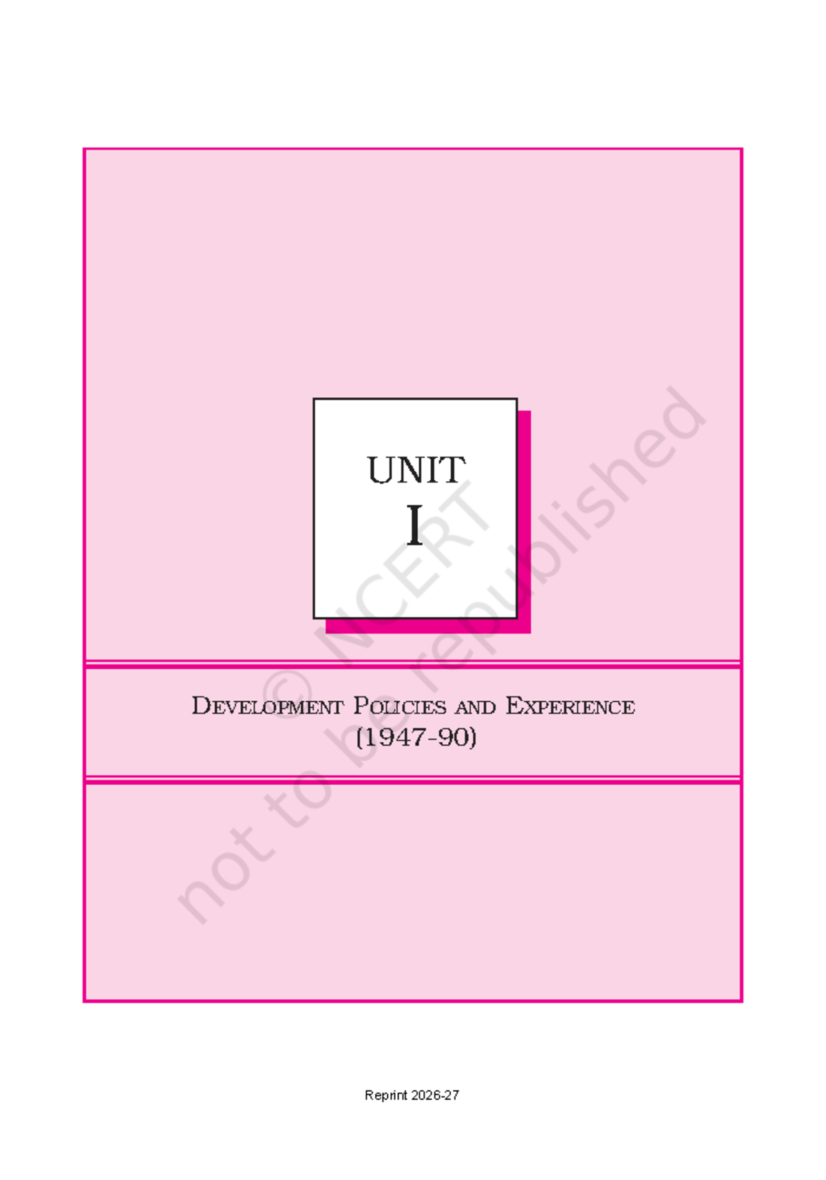 Eco Class 11: Indian Economic Development - Unit I Overview and ...