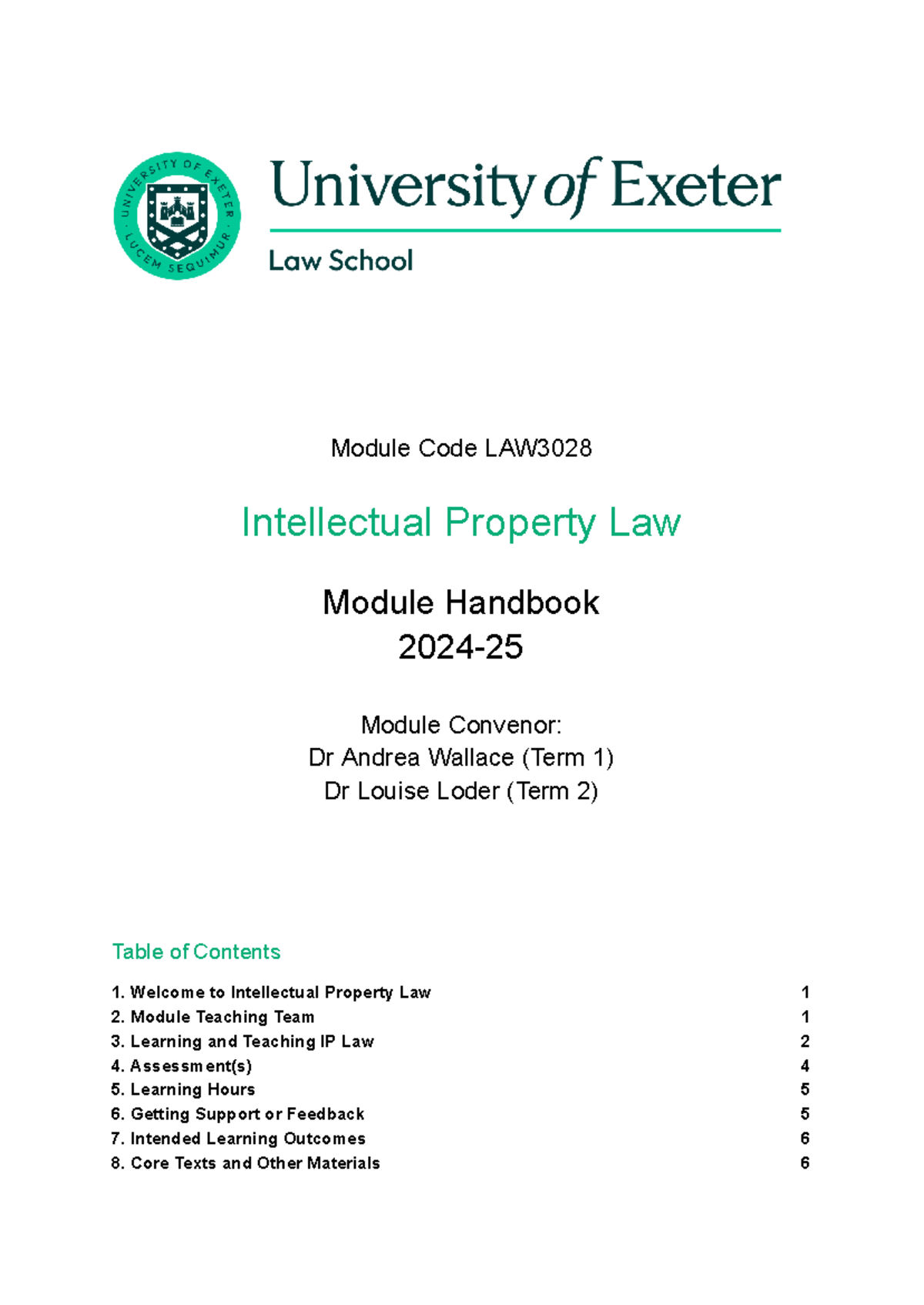 LAW3028 Intellectual Property Law Handbook (2024-25) - Studocu