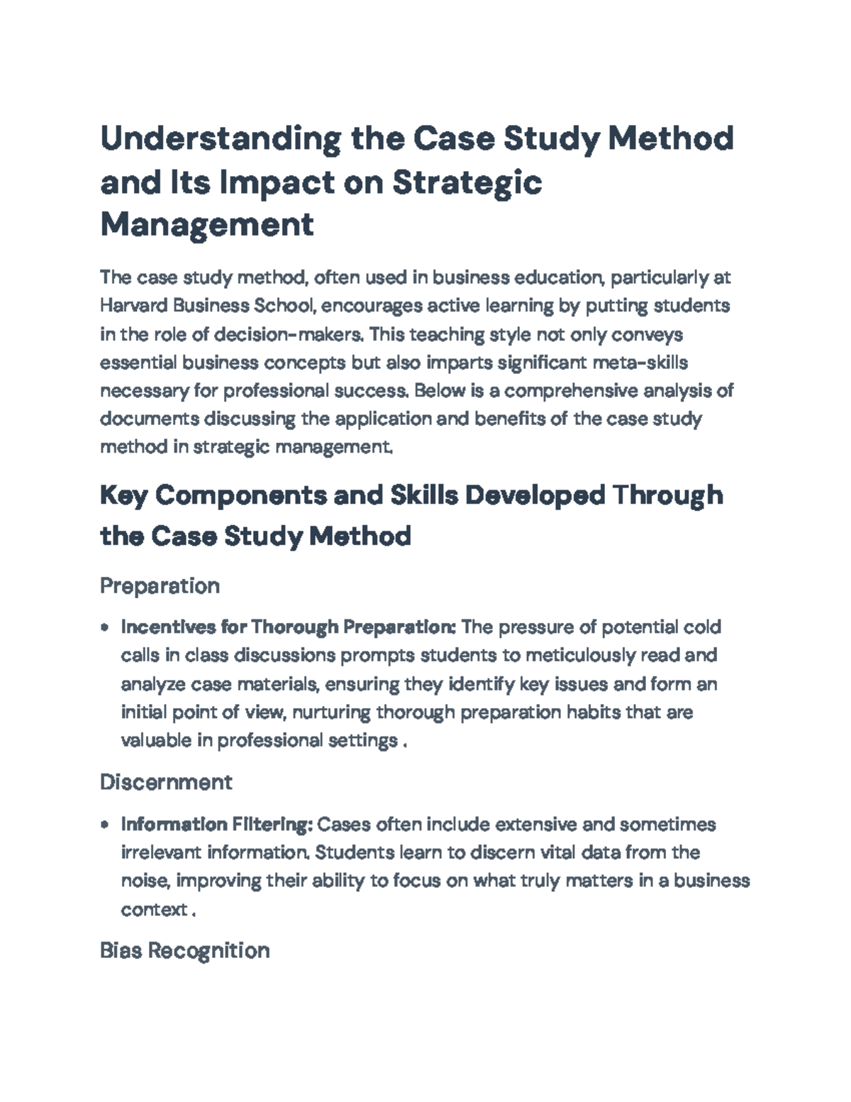 Strategic Management Case Study Insights: Key Skills Developed - Studocu