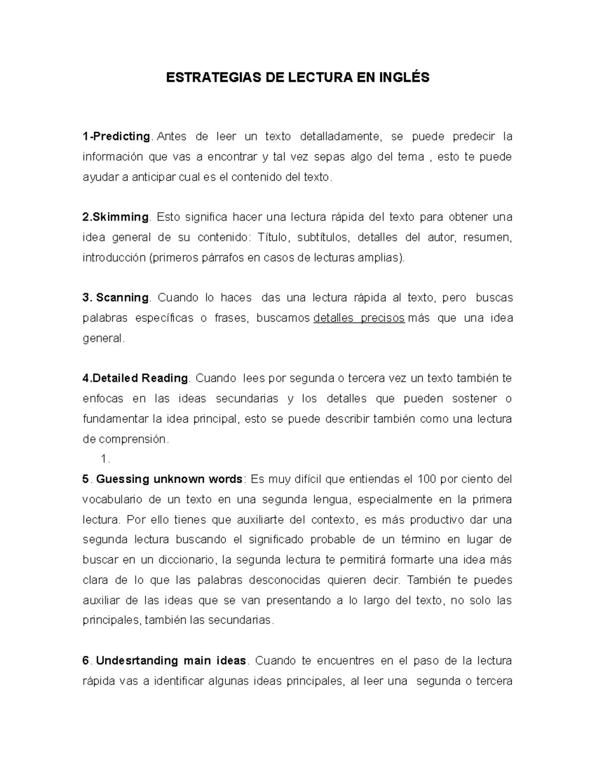 Estrategias de Lectura y Comprensión en Inglés: Guía Práctica - Studocu